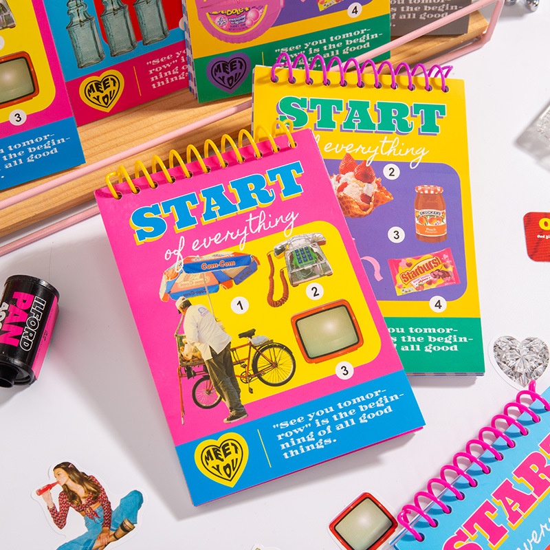 Steve Korean Colorful Coil Sticker Book Creative INS Stickers Storage ...