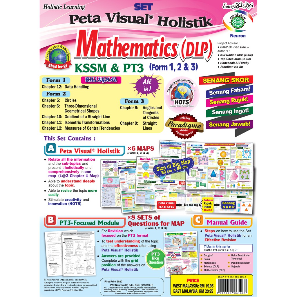 (KSSM & PT3) Set Peta Visual Holistik Mathematics (DLP)Form 1, 2 & 3 ...