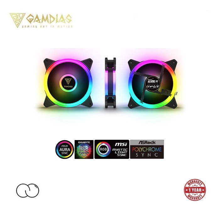 GAMDIAS AEOLUS M2 1201 TRIO RGB LED 12cm / 120mm Casing Fan / M2-1201 ...