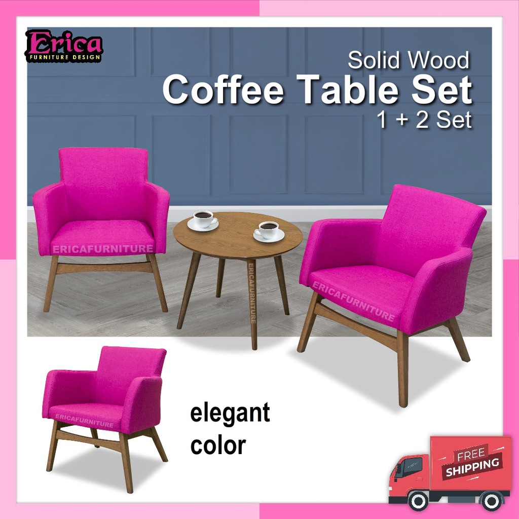 Erica Coffee Table Set / Solid Wood / Chair only, Table Only, Full Set ...