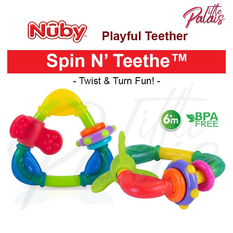 NUBY Triangle Teether Spin N' Teethe Playful Teether Gigit-Gigitan Bayi ...