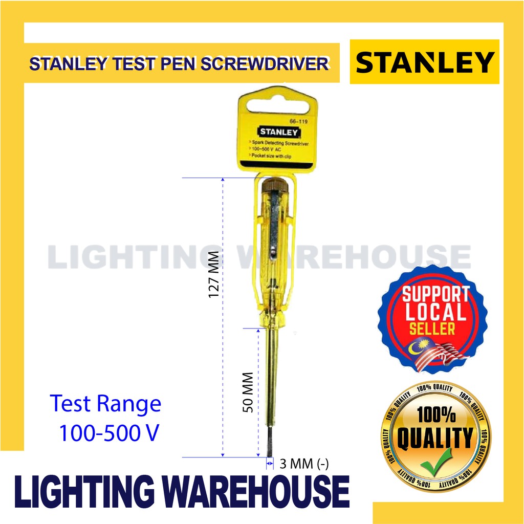 STANLEY TEST PEN 100-500V SCREWDRIVER WITH CLIP | Shopee Malaysia