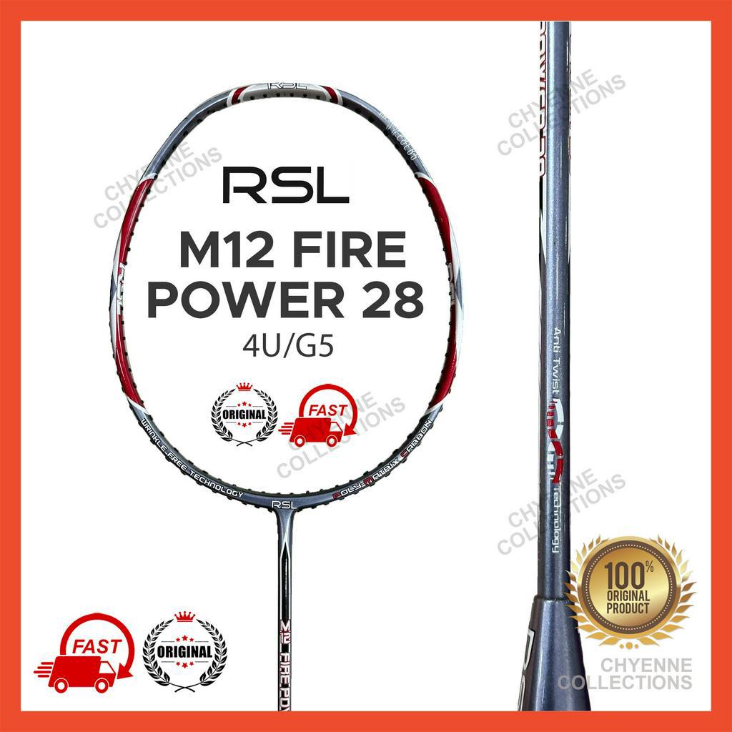 Original RSL M12 Fire Power 28 Racket • 4UG5 High Tension Badminton ...
