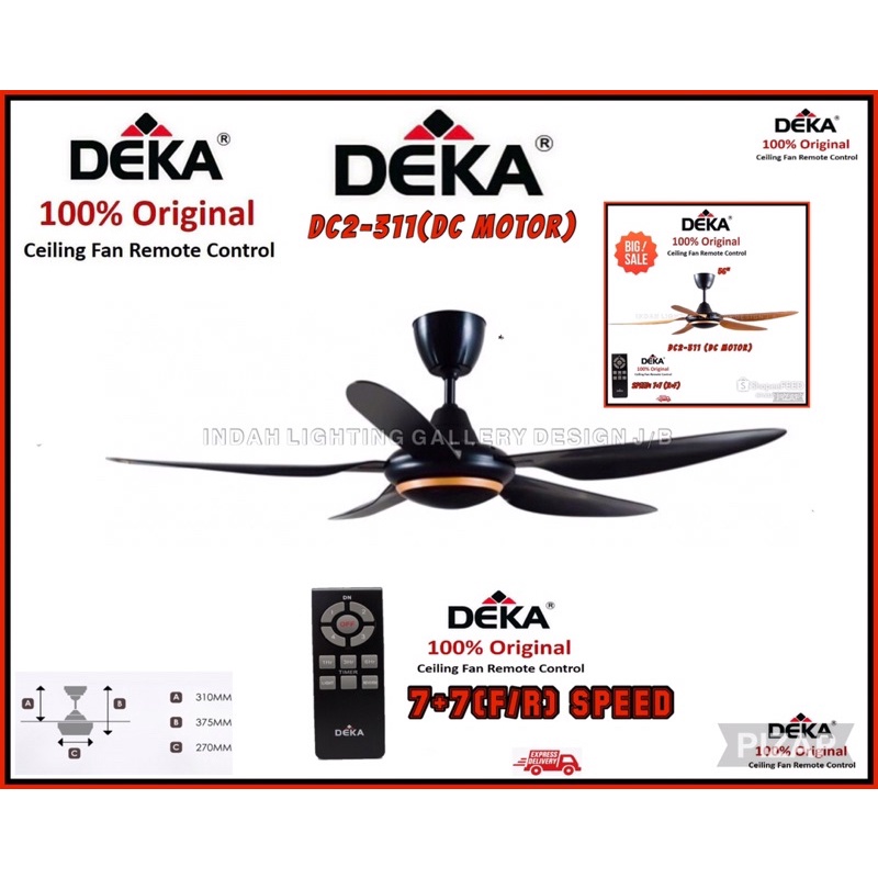 (🇲🇾DEKA DC2-311🔥56”INCH DC CEILING FAN) 7+7-Speeds(R/F) C/W Remote ...