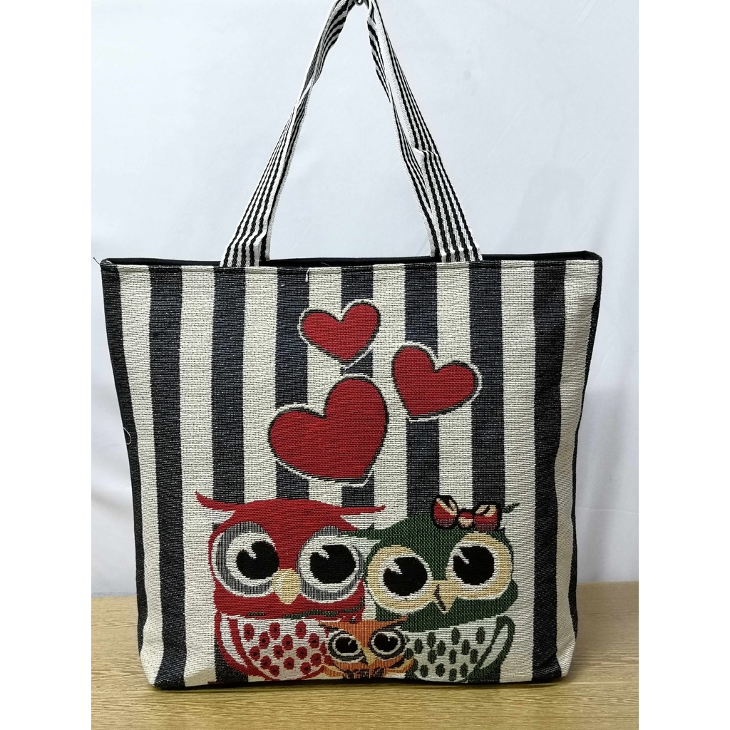 OWL CANVAS BEG SANDANG TEPI BAG TOTE BEG TUITION BEG READY STOCK ...