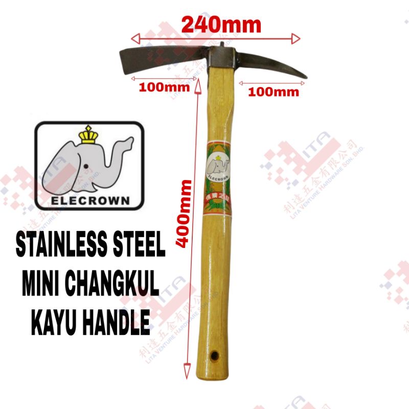 STAINLESS STEEL MINI CHANGKUL KAYU HANDLE SMALL HOE AND CLAW FOR ...