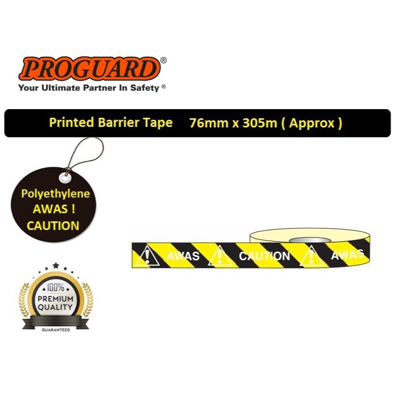 PROGUARD | PBT 20 / PBT 30 - AWAS CAUTION PRINTED BARRIER TAPES (76mm x ...