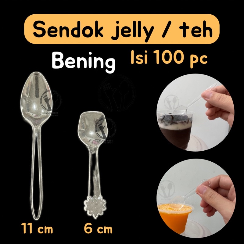 [100 Pcs] TEA SPOON / JELLY SPOON / JELI SPOON / CLEAR PUDDING SPOON ...
