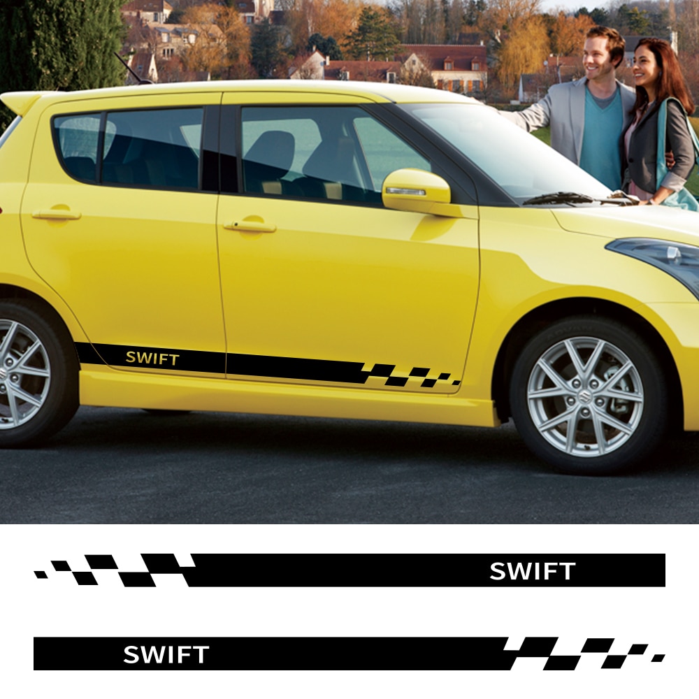 2PCS Sport Auto Door Side Skirt Stripes Vinyl Decals Car Styling Body ...