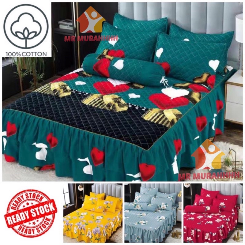 Cadar Bedskirt Ropol 6pcs | Bedding Set | KING & QUEEN | Bedskirt 6in1 ...