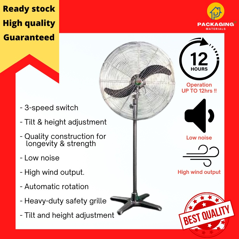 Heavy duty Industrial Standing Fan Super Strong Wind 26'' (2 blade ...