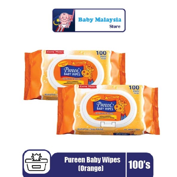 Pureen Baby Wipes 100's (Orange) - TWIN PACK | Shopee Malaysia