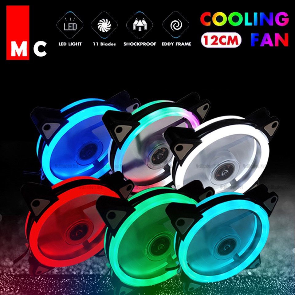 【Ready Stock】PC Case Fan RGB PWM 4pin & small 3pin LED Cooling Cooler ...