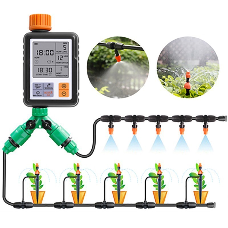 Digital Water Timer with Self Watering Drip Kit Irrigation Timer System ...