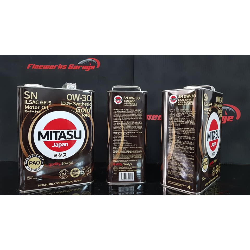 MITASU 5W30/5W40/0W20/0W30/0W40 SN PAO FULLY SYNTHETIC ENGINE OIL 4L MADE IN JAPAN | Shopee Malaysia