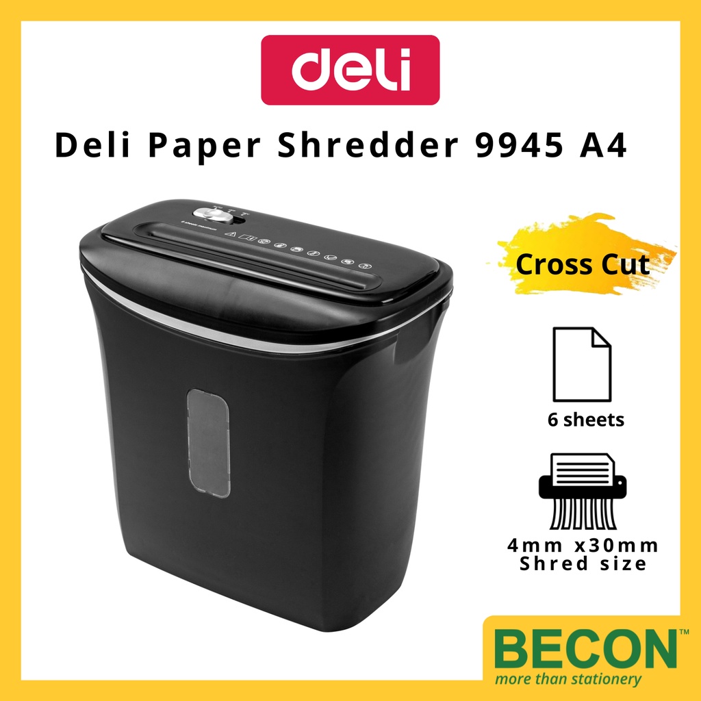 Deli Paper Shredder 9945 A4 6sheets cross-cut 4x30mm | Shopee Malaysia