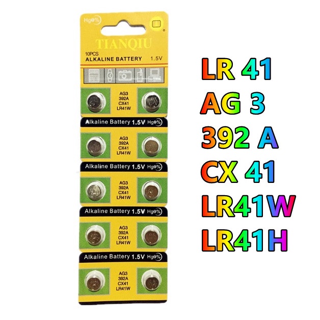 【READY STOCK】LR41 AG3 392A LR41H Alkaline 1.5V Button Cell Battery ...