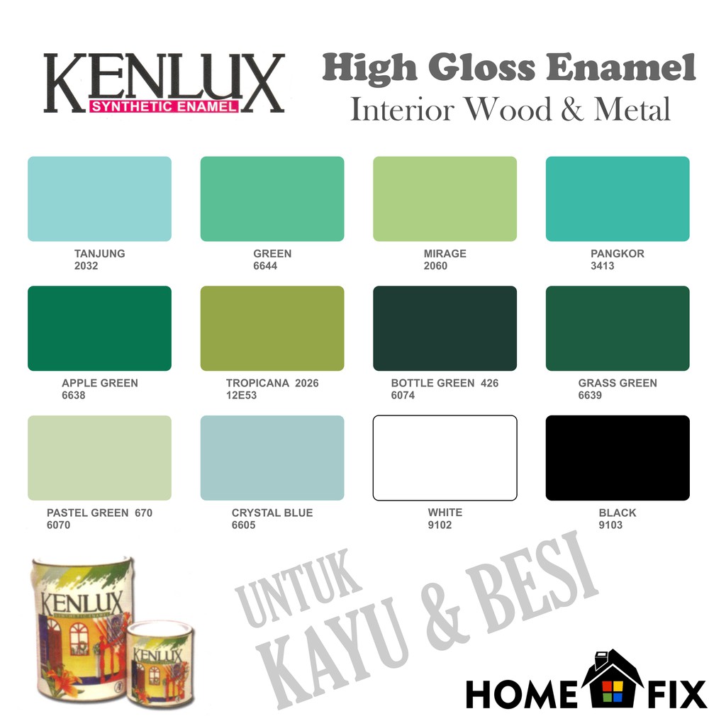 Cat Kayu Besi Kenlux Enamel Gloss Paint Wood & Metal Green 1 Liter ...