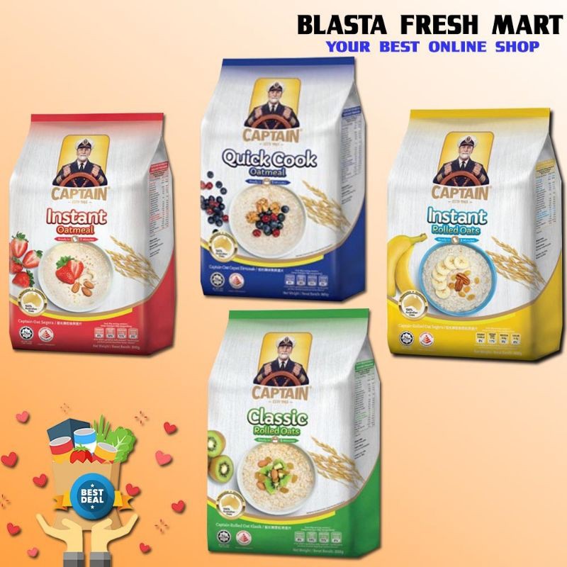 Captain Oats Oatmeal Instant/QuickCook 800g-1300g | Shopee Malaysia