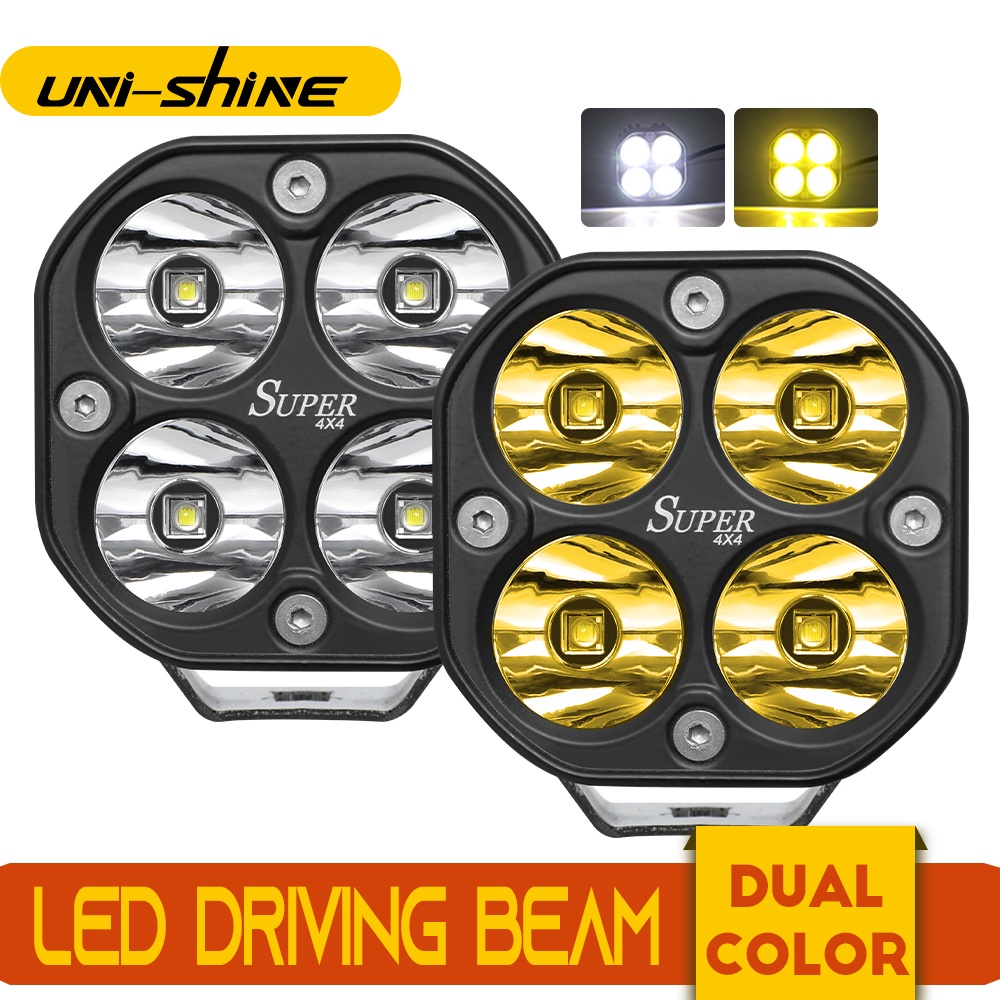 UNISHINE 80W 2Pc 3 inch Mini Drive Fog Light Spot Beam Off Road Amber ...