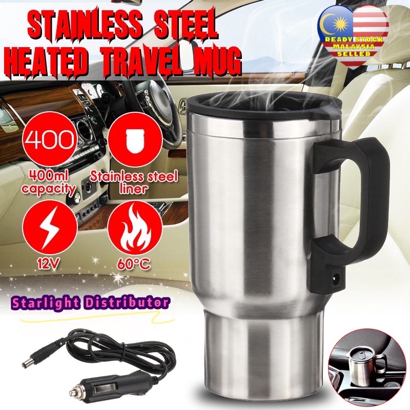 🔥Ready Stock🇲🇾 Car Heating Stainless Steel Cup 12/24V Electric Kettle ...