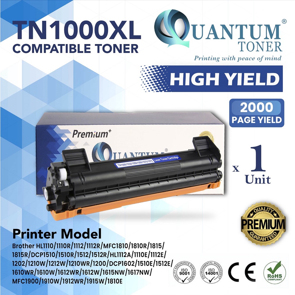 Compatible Toner TN1000 TN-1000 TN1000XL Brother HL-1110 DCP-1510 DCP ...