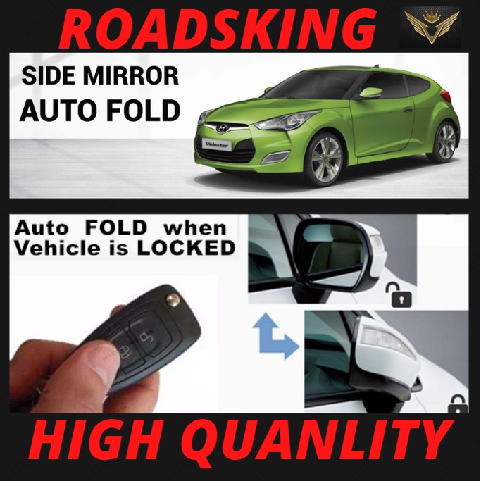 HYUNDAI VELOSTER 2012-2018 Side Mirror AUTO FLIP FOLDING Fold ...