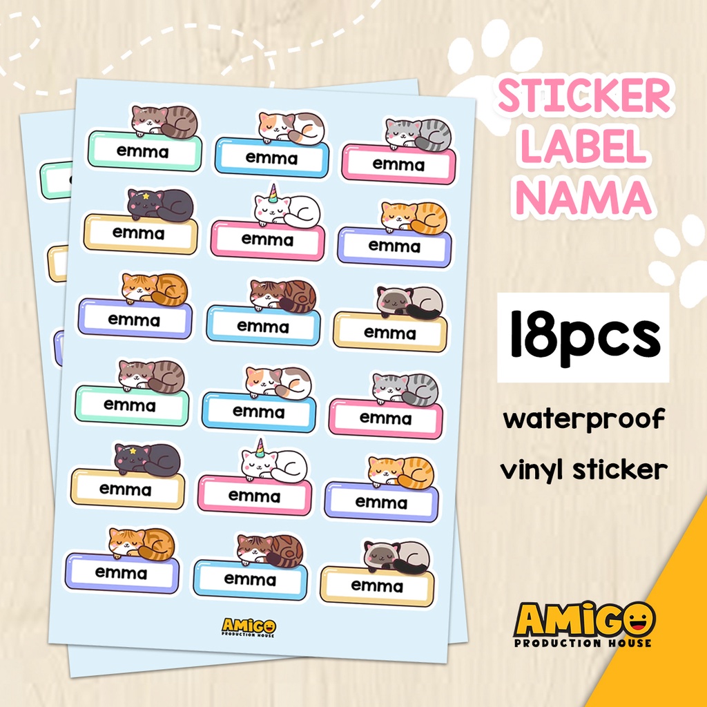Cute Cat Name Label Sticker Stationery Stationery Cute Cat Sticker Book ...