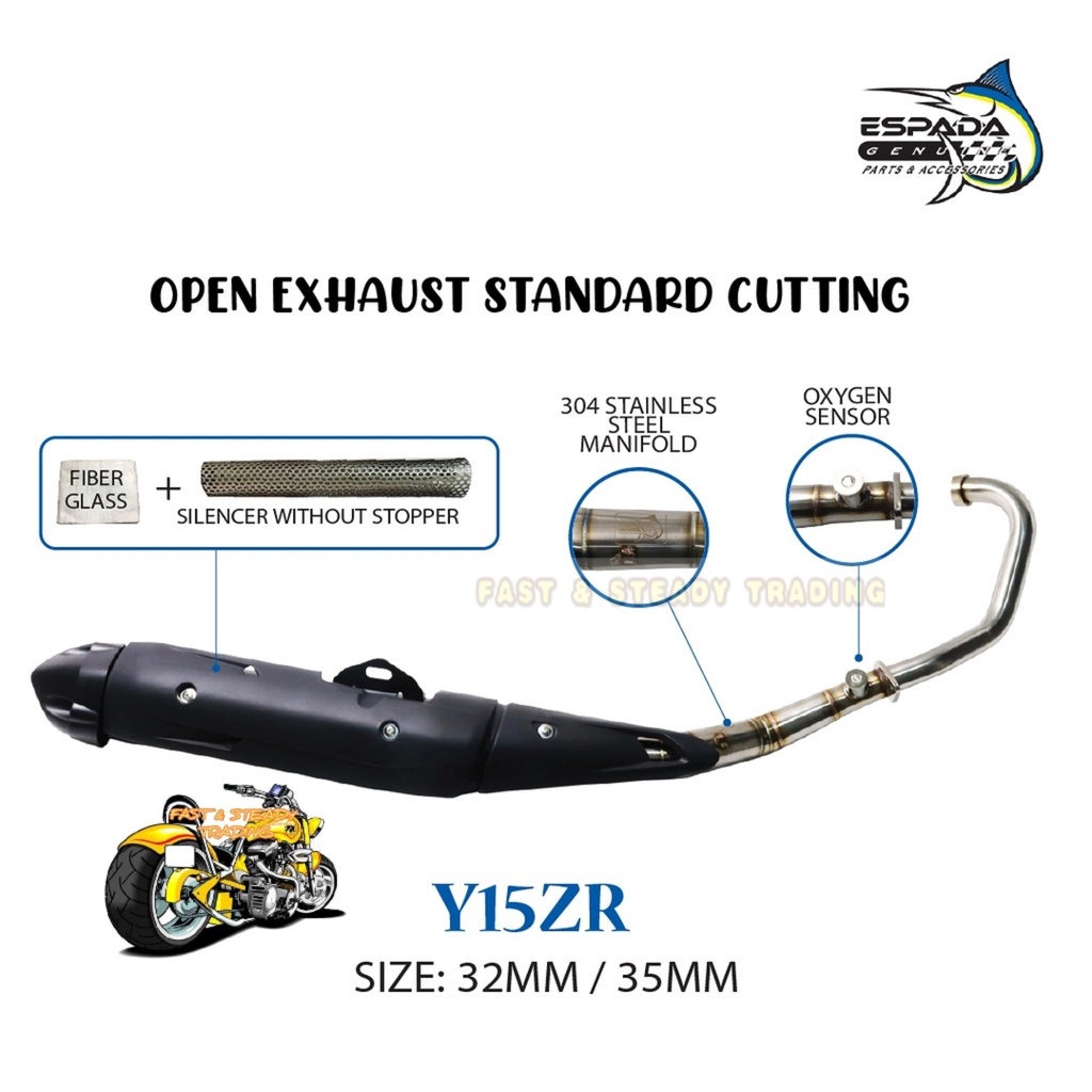 ESPADA OPEN EXHAUST PIPE RACING E6 Y15ZR/ LC135/ RS150/ SYM VF3I/ RSX150 | Shopee Malaysia