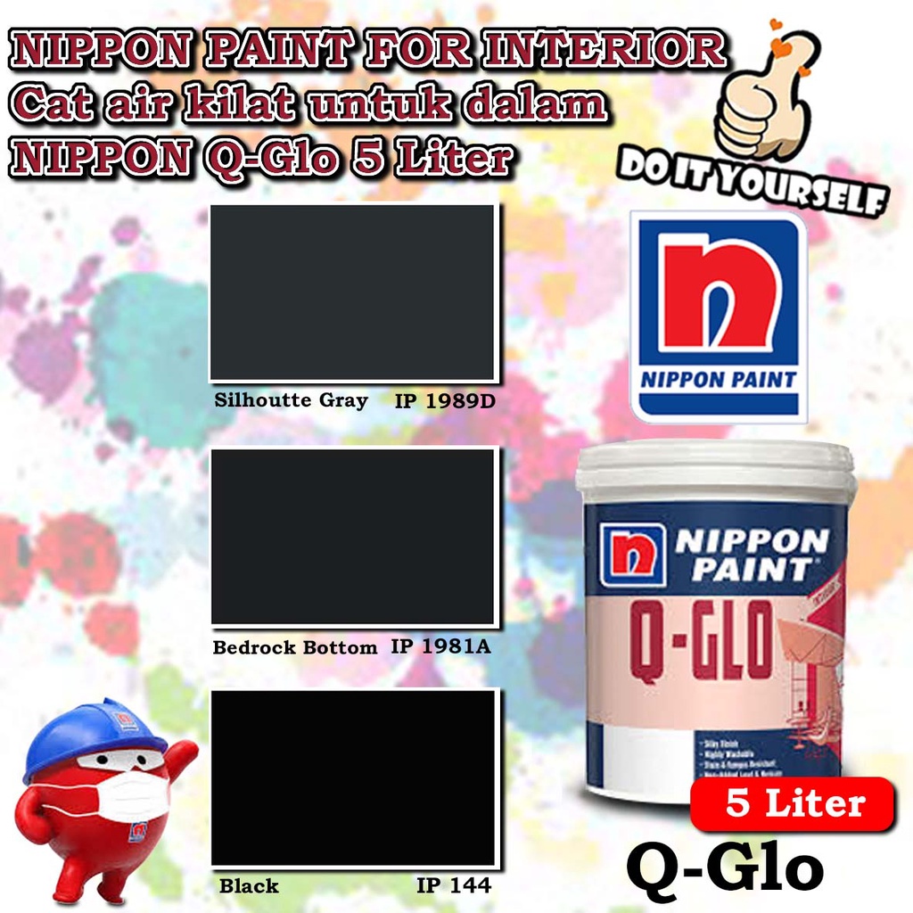 Nippon paint Q Glo Interior 5 Liter Silhoutte Gray 1989D / Bedrock ...