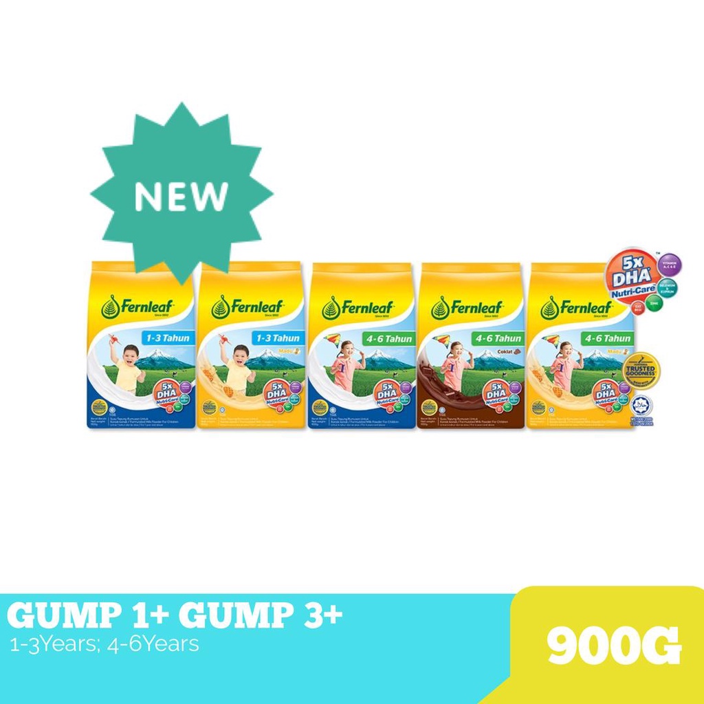 [NEW] Fernleaf GUMP Formula Milk Powder 1-3, 4-6 Years 900g | Shopee ...