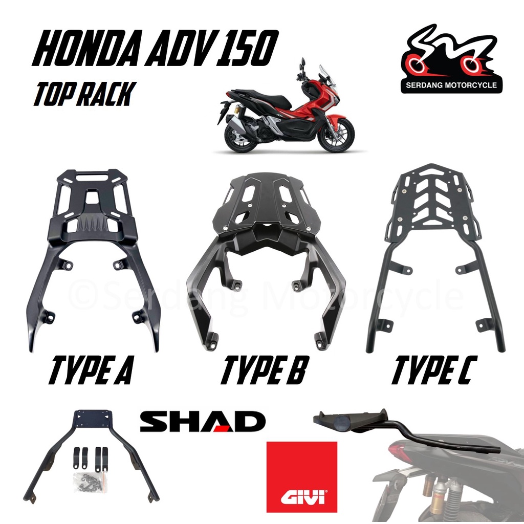 Honda ADV 150 Top Rack Bracket Rear Luggage Rak Bagasi Pemegang Kargo ...