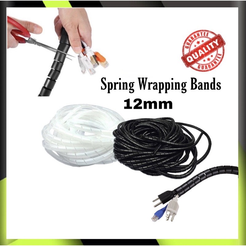 💥Ready Stock💥 12mm SPIRAL WRAPPING BANDS Cable Tidy Binding Organiser ...