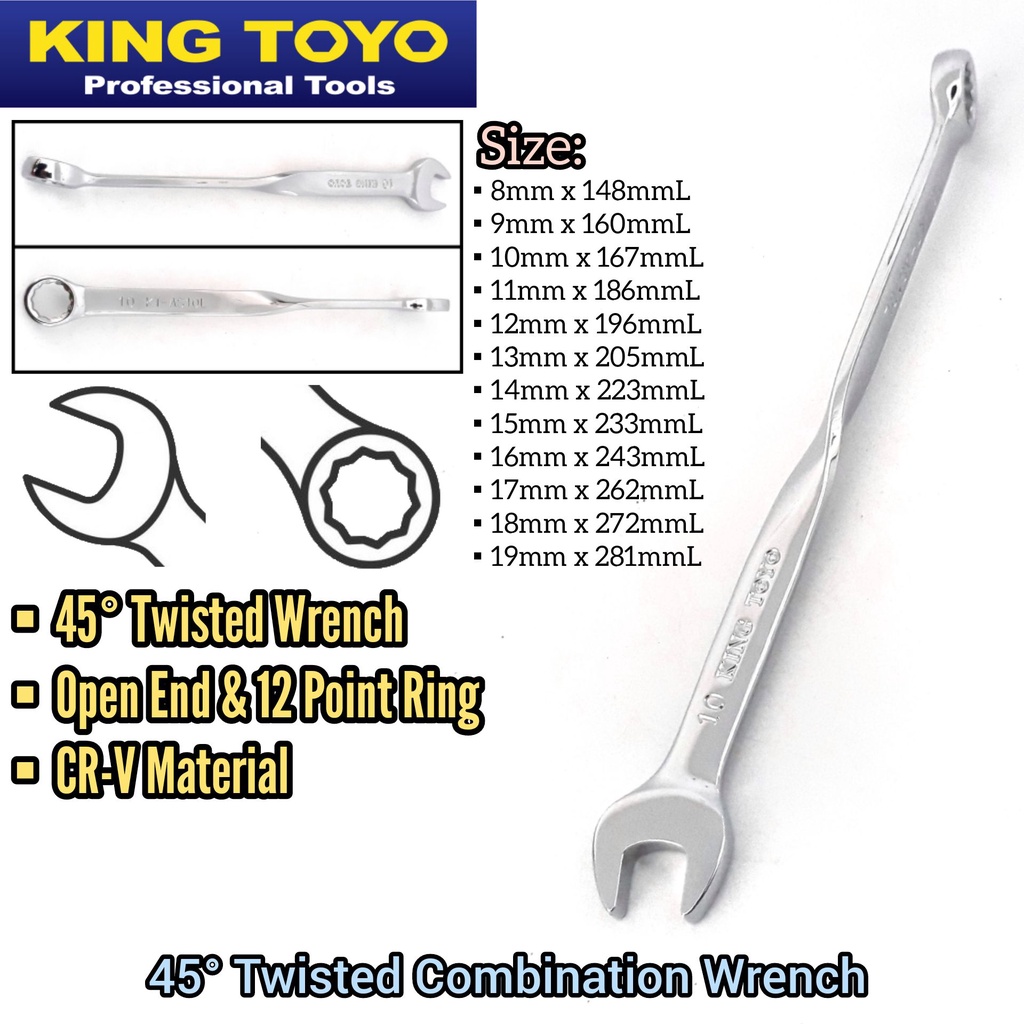 King Toyo Super Heavy Duty And Extra Long Twisted Combination Spanner ...