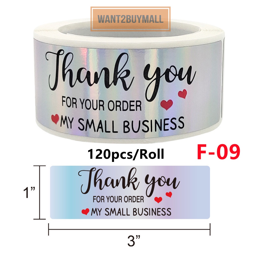 🇲🇾 7.5cm 120pcs Roll Kraft Paper Thank You Sticker Label TQ Stickers ...
