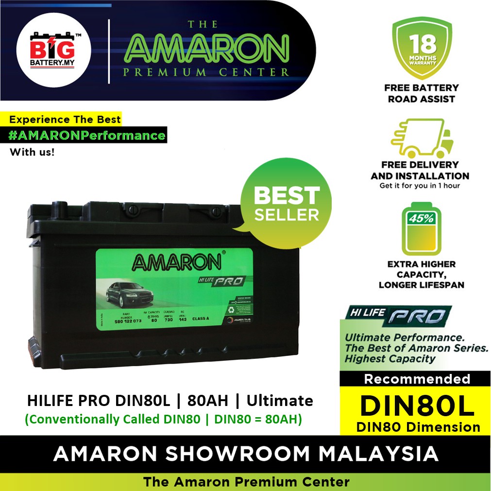DIN80L AMARON CAR BATTERY | Premium Lasting | OE Replacement | For BMW ...