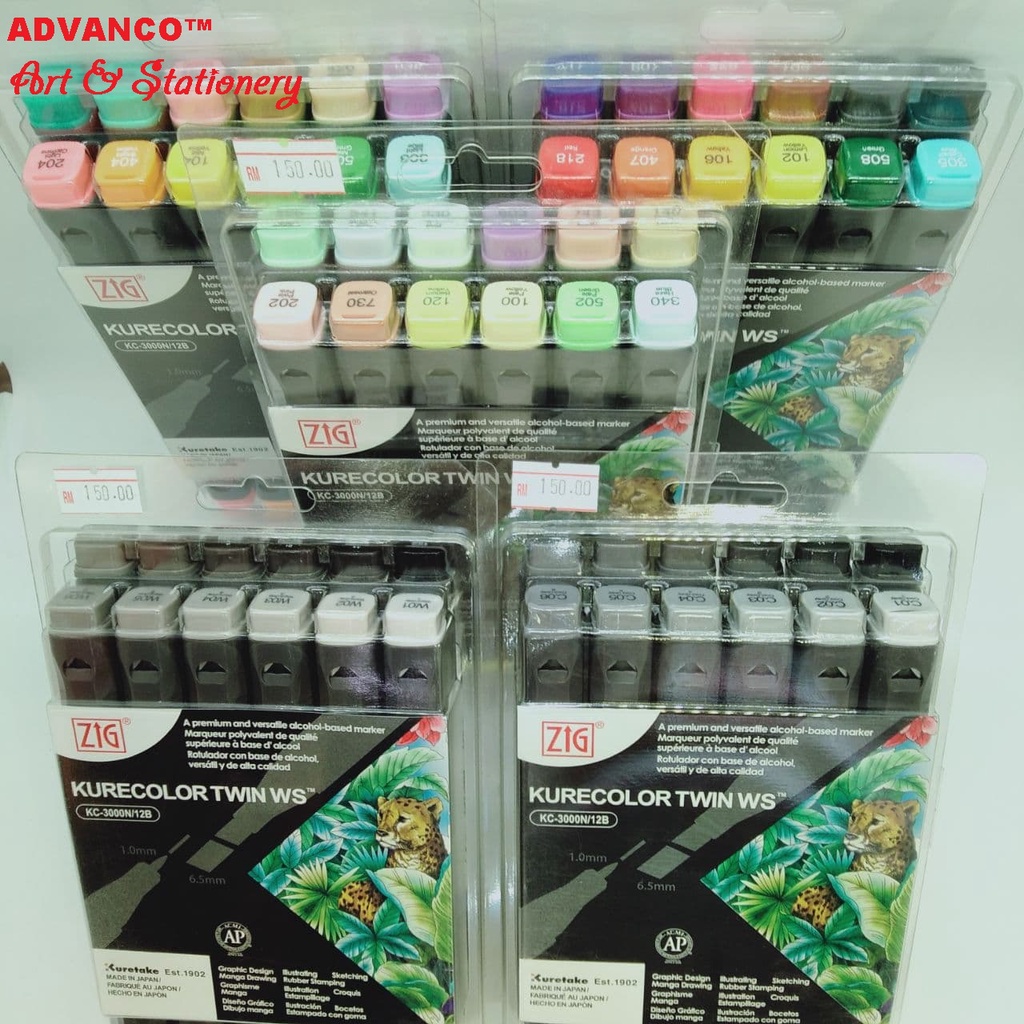 KURECOLOR TWIN WS SET OF 12 GRAPHIC DESIGN MARKER (KC-3000N) | Shopee ...