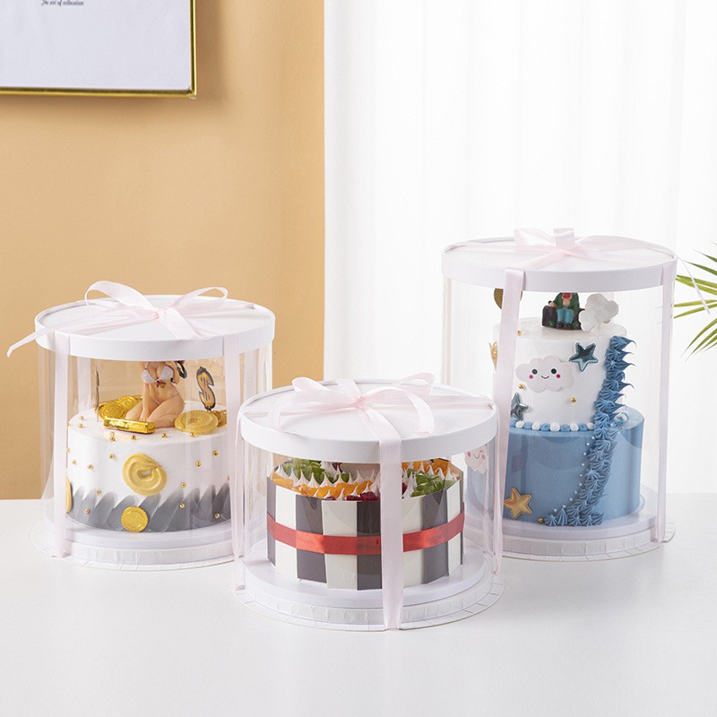 6 / 8 Inch Transparent Round Cake Storage Single / Double / Three Layer ...