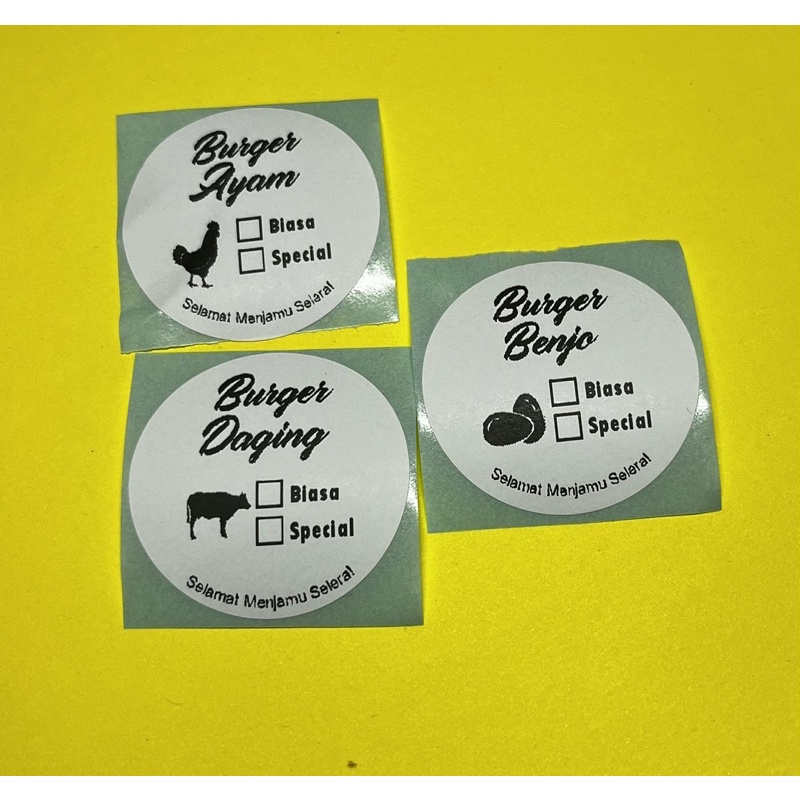 [STICKER LABEL BURGER] 100 PCS Stiker Burger Label Burger Thermal ...
