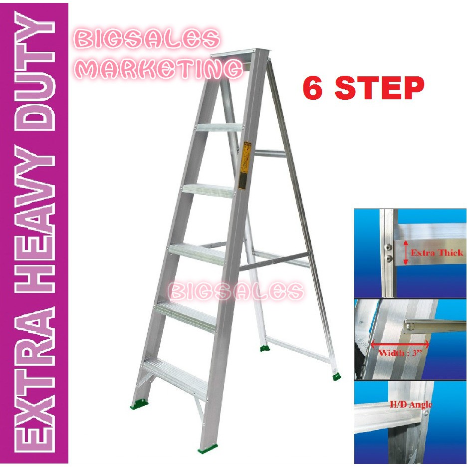 6 Steps BIGSALES Aluminium Single Sided Ladder / Tangga 6 Steps ...