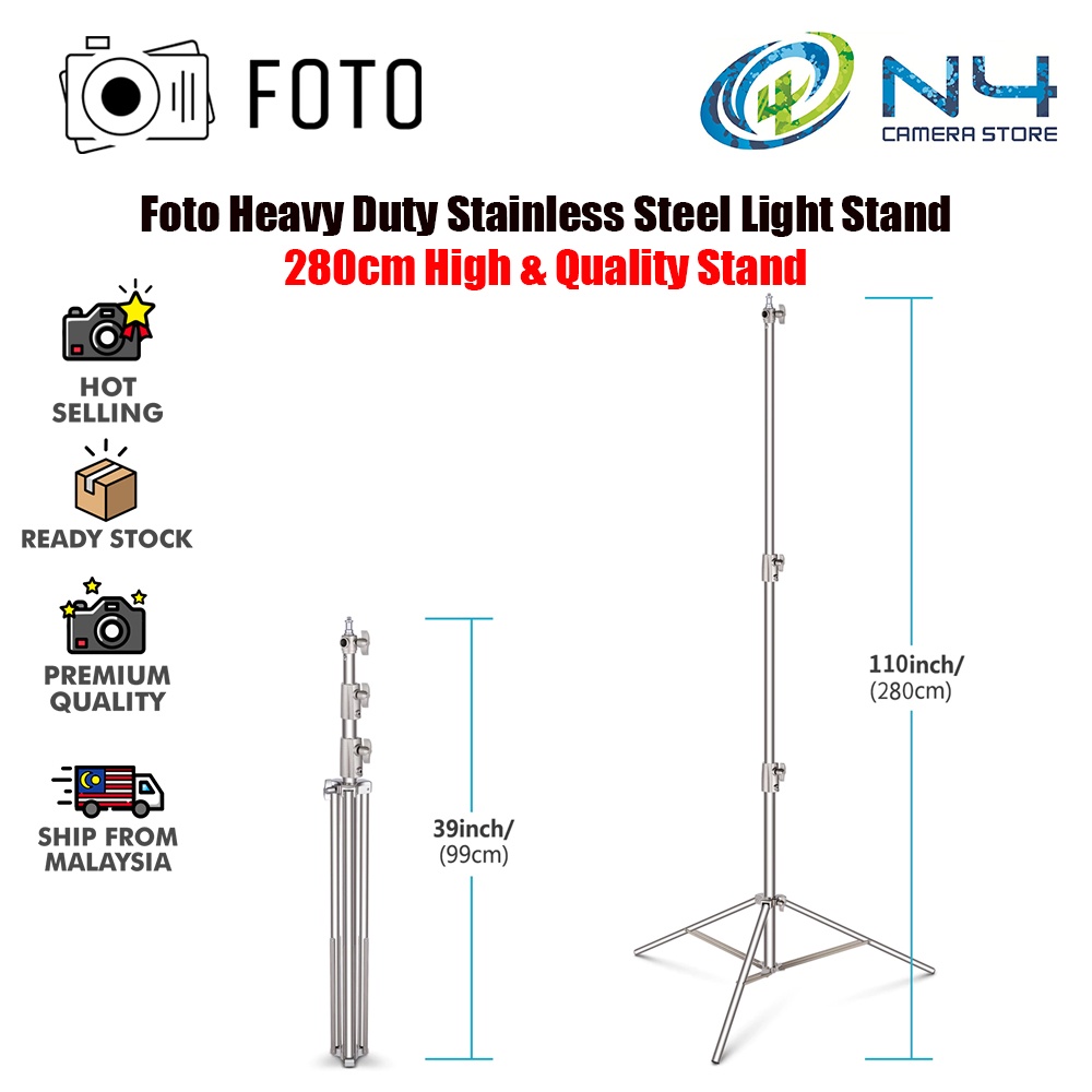 Foto 280cm/300cm/370cm/450cm Heavy Duty Stainless Steel Light Stand 2.8 ...
