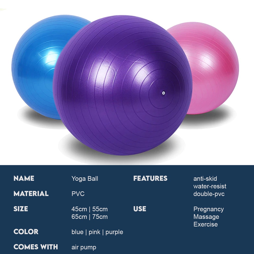 Vigor Fitness Gym Ball Anti-Burst Yoga Ball (45cm / 55cm / 65cm / 75cm ...