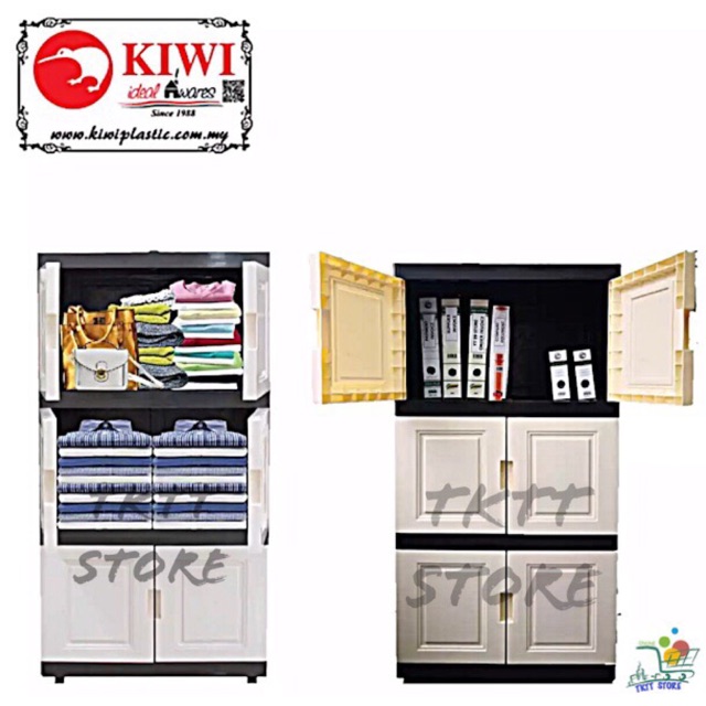 TKTT 3 Tiers KIWI DIY Storage Cabinet Plastic Chest Drawer Storage Rack ...