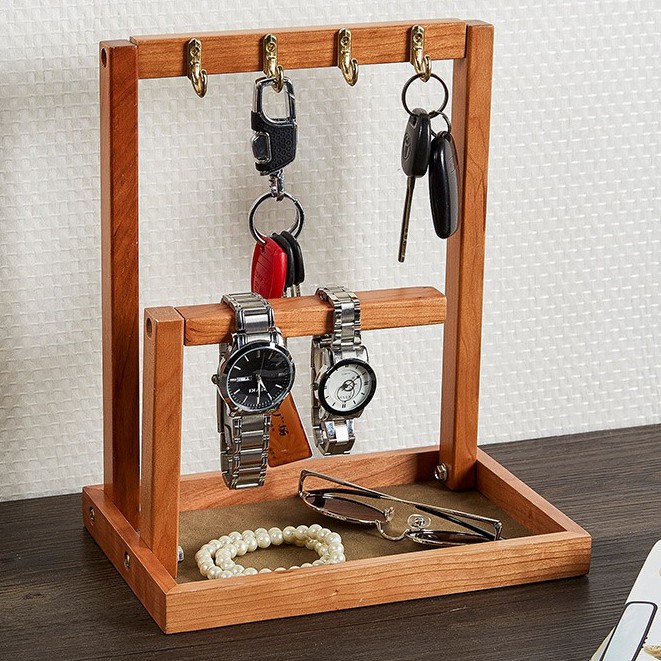 Desk Key Organizer Valet Stand with Storage Tray for Keys, Watches ...