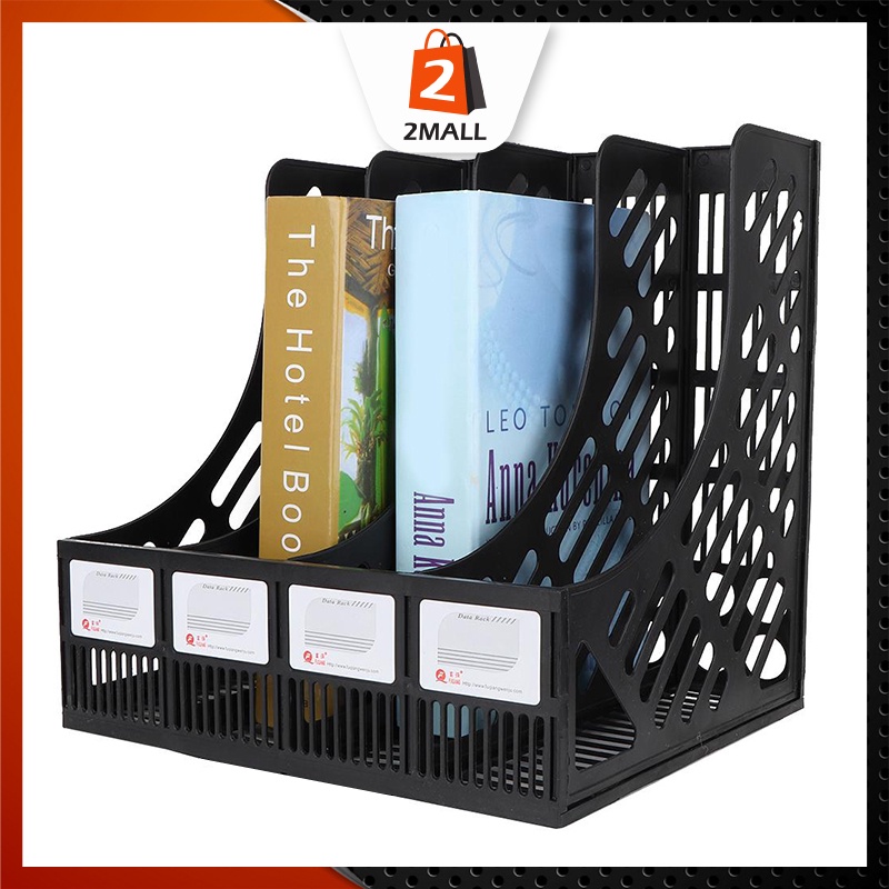 2MALL 4 Divider Magazine Holder File Stand Rack Home Office Document ...