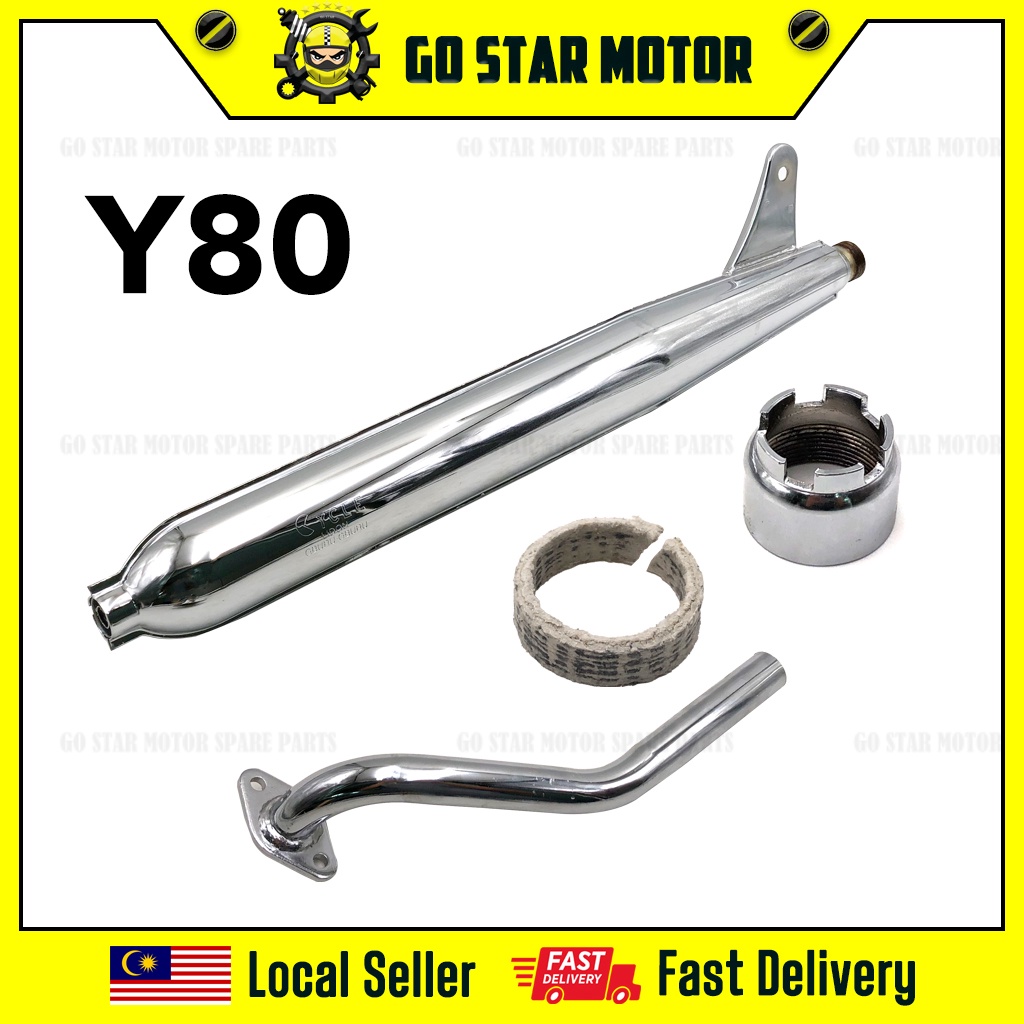 YAMAHA Y80 Y 80 Exhaust Pipe Set With Manifold Neck & Nut Muffler Ekzos | Shopee Malaysia