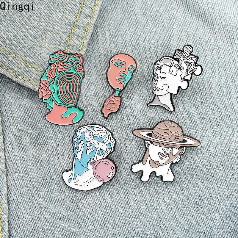 Art Sculpture Enamel Pins Brooches Statue Human Head Brooch Lapel Pin ...