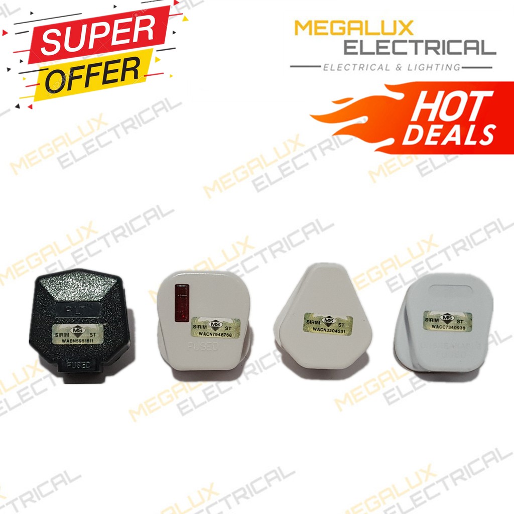 [SIRIM] UMS/NNE/RLT 13A White Plug Top Made in Malaysia 3 Pin Style ...