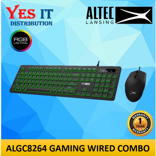 ALTEC LANSING ALGC8264 GAMING WIRED KEYBOARD & MOUSE COMBO-RGB LIGHT UP ...