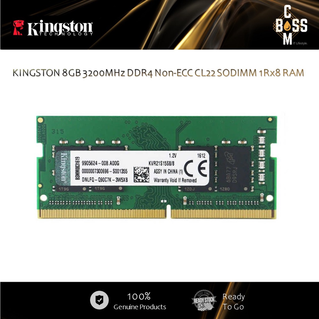 *ORIGINAL* KINGSTON 8GB 3200MHz DDR4 Non-ECC CL22 SODIMM 1Rx8 RAM ...